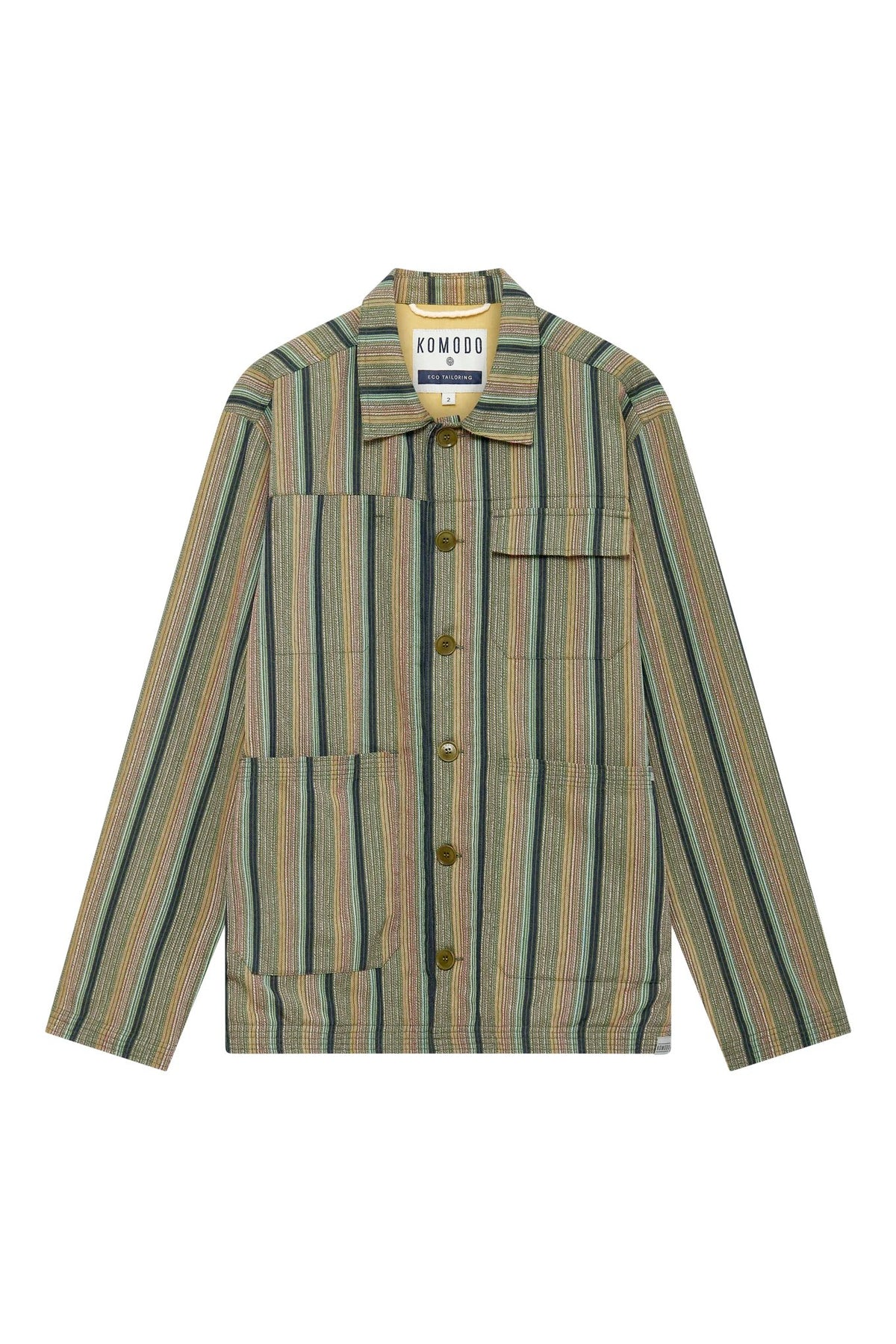 LANDON - Organic Cotton Jacket Green Stripe | Sustainable Fashion ...