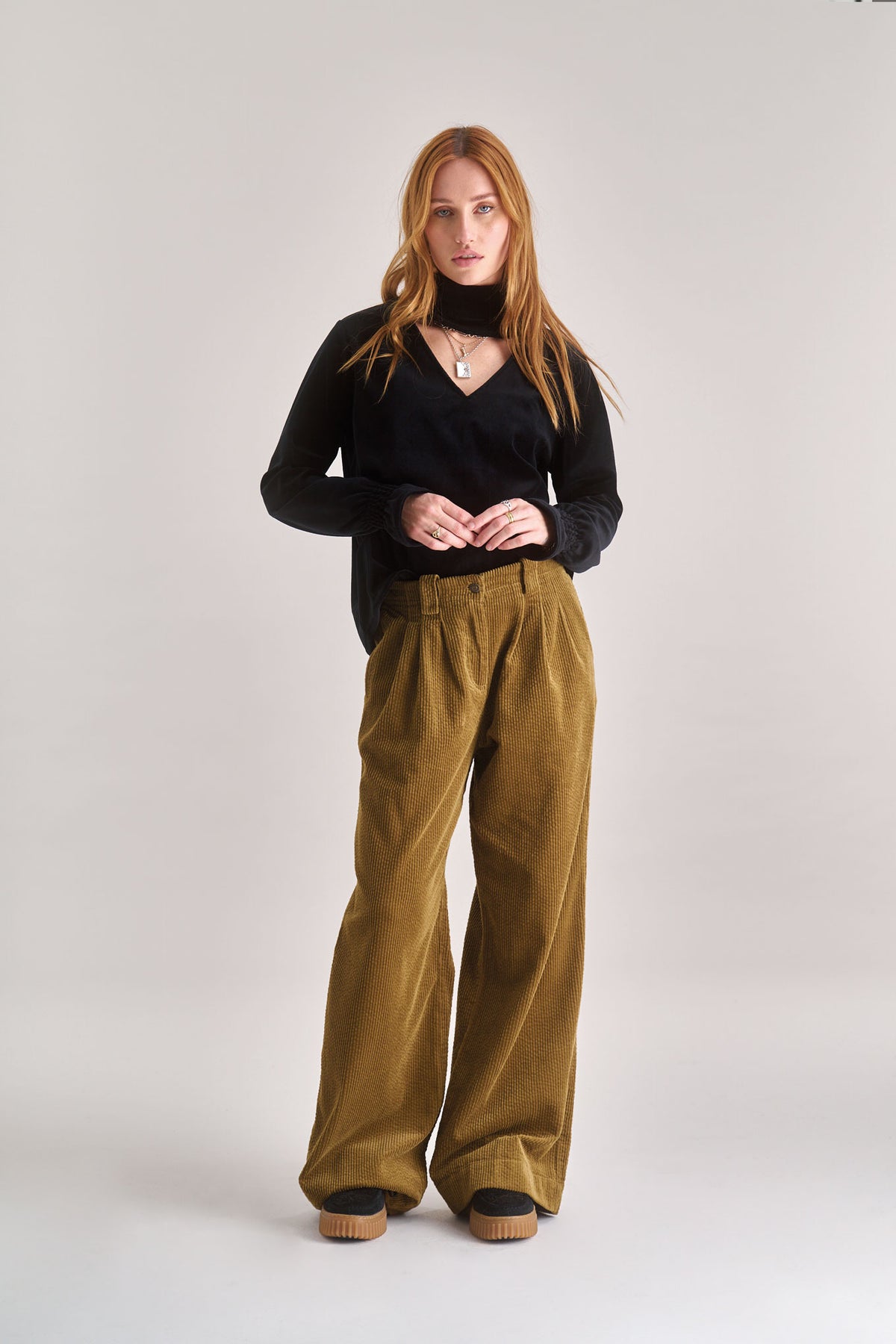 LOLA Organic Cotton Cord Trouser - Olive | Komodo Fashion