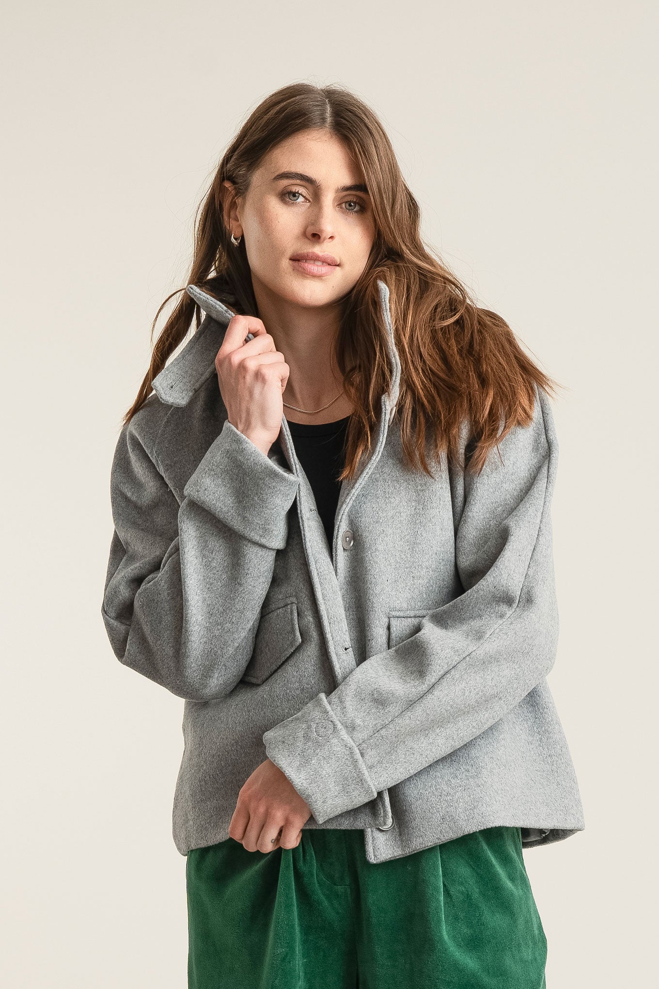 WICKER Recycled Wool Poly Coat - Stylish Grey Outerwear