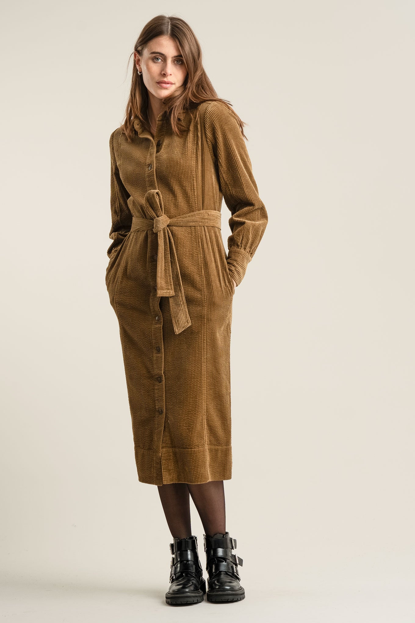 HARITTI Organic Cotton Cord Dress - Olive | Komodo Fashion